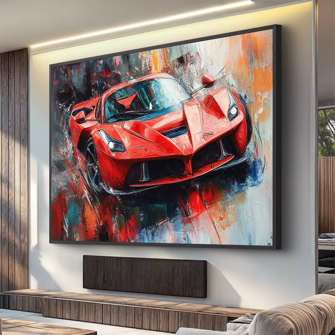 Quadro Carro Flamejante Nas Cores da Velocidade - Mioquadros